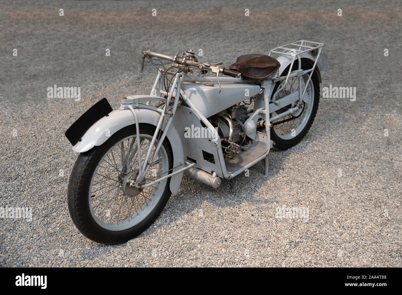 Old vintage grey motorcycle Stock Photo - Alamy