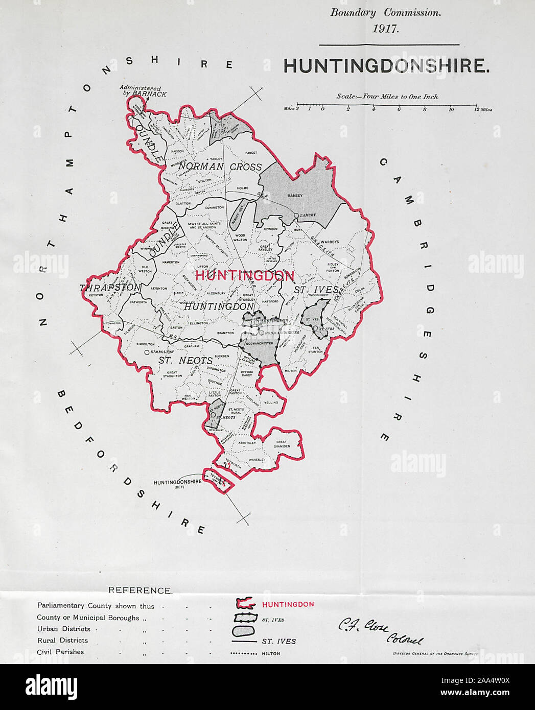 Huntingdonshire Parliamentary County. BOUNDARY COMMISSION. Close 1917 ...