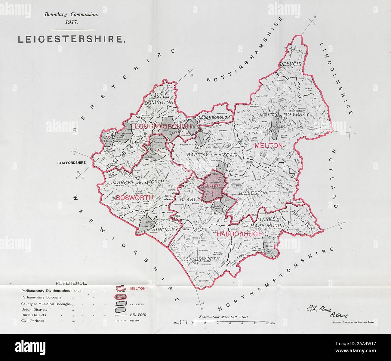 Leicestershire Parliamentary County. BOUNDARY COMMISSION. Close 1917 ...
