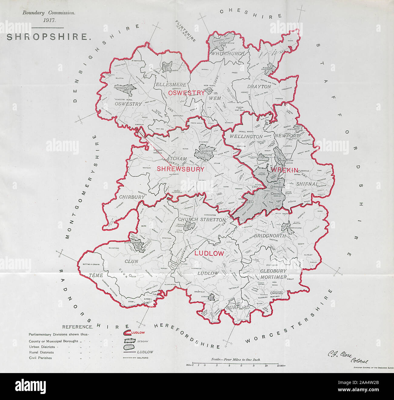 Shropshire Parliamentary County. BOUNDARY COMMISSION. Close 1917 old ...