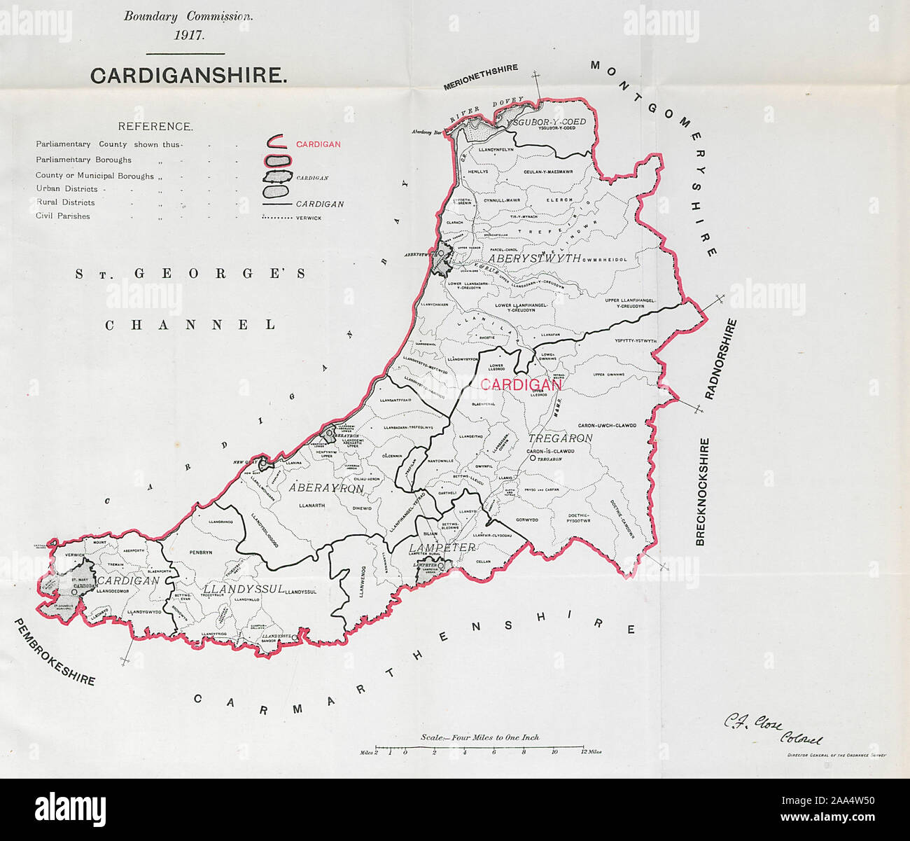 Cardiganshire Parliamentary County. Wales. BOUNDARY COMMISSION. Close ...