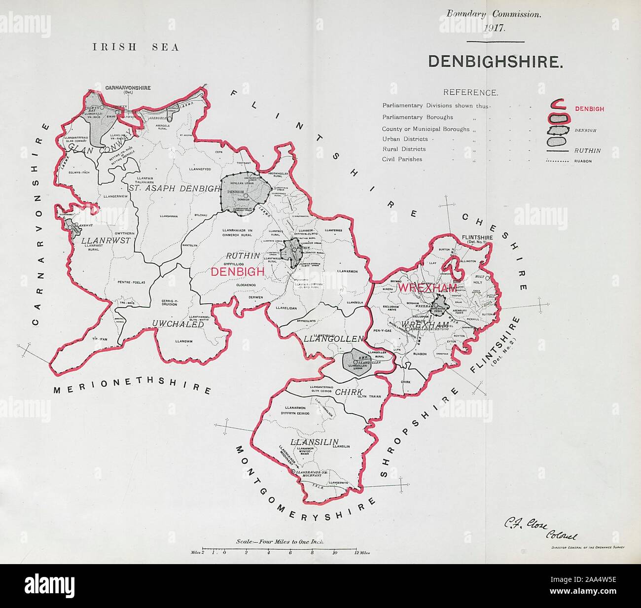 Denbighshire map hi-res stock photography and images - Alamy