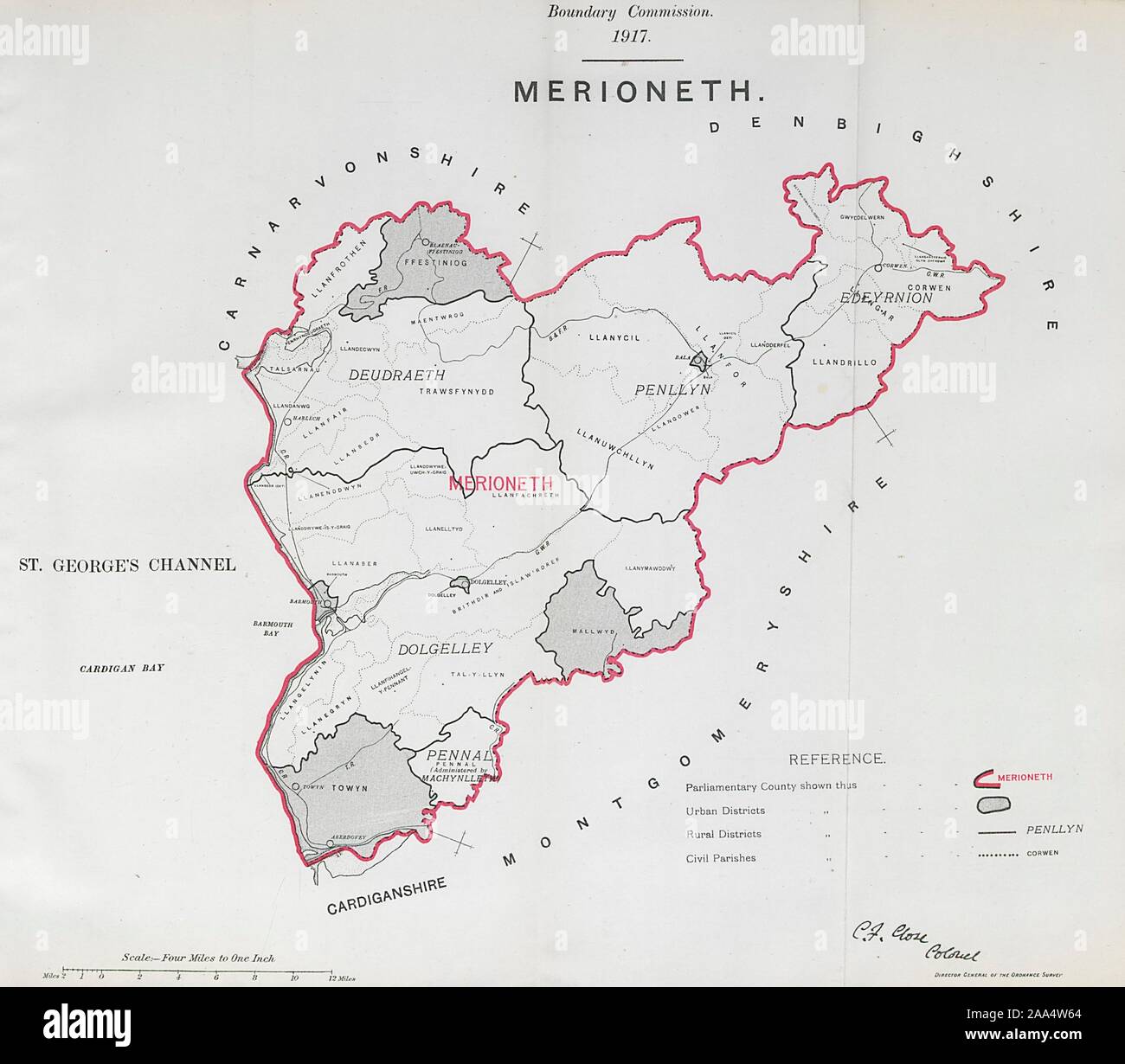Merioneth Parliamentary County. Wales. BOUNDARY COMMISSION. Close 1917 ...