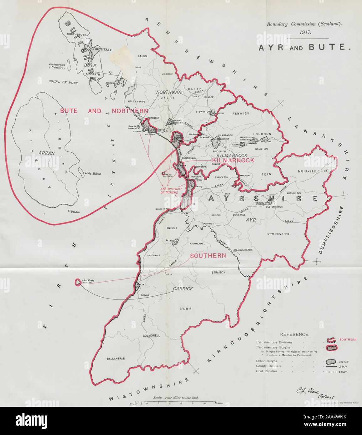 Map of the county of ayr hi-res stock photography and images - Alamy