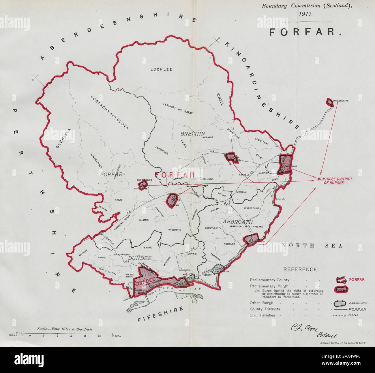 Map of county of forfar hi-res stock photography and images - Alamy