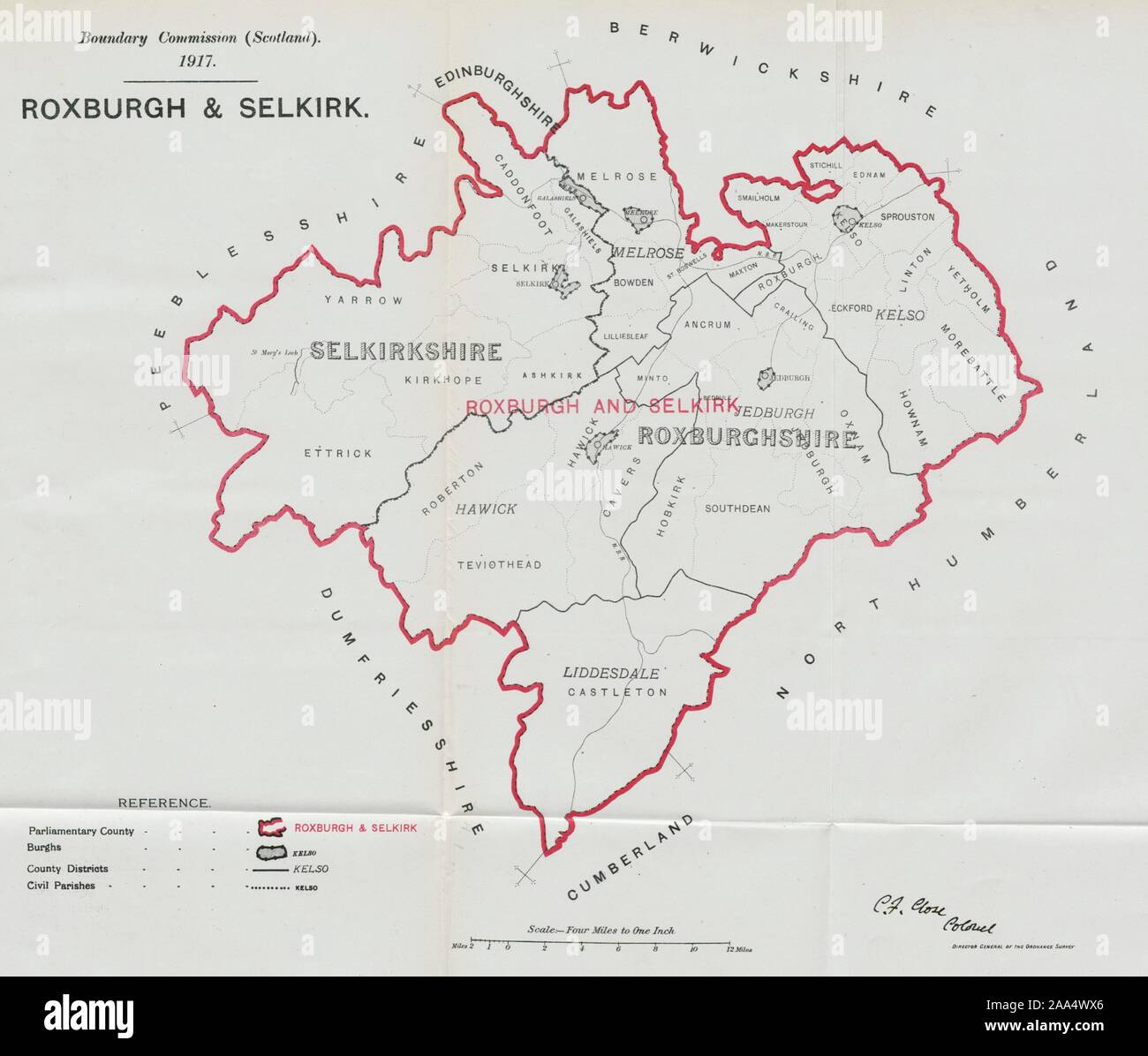 Roxburgh & Selkirk Parliamentary County. Scotland. BOUNDARY COMMISSION ...