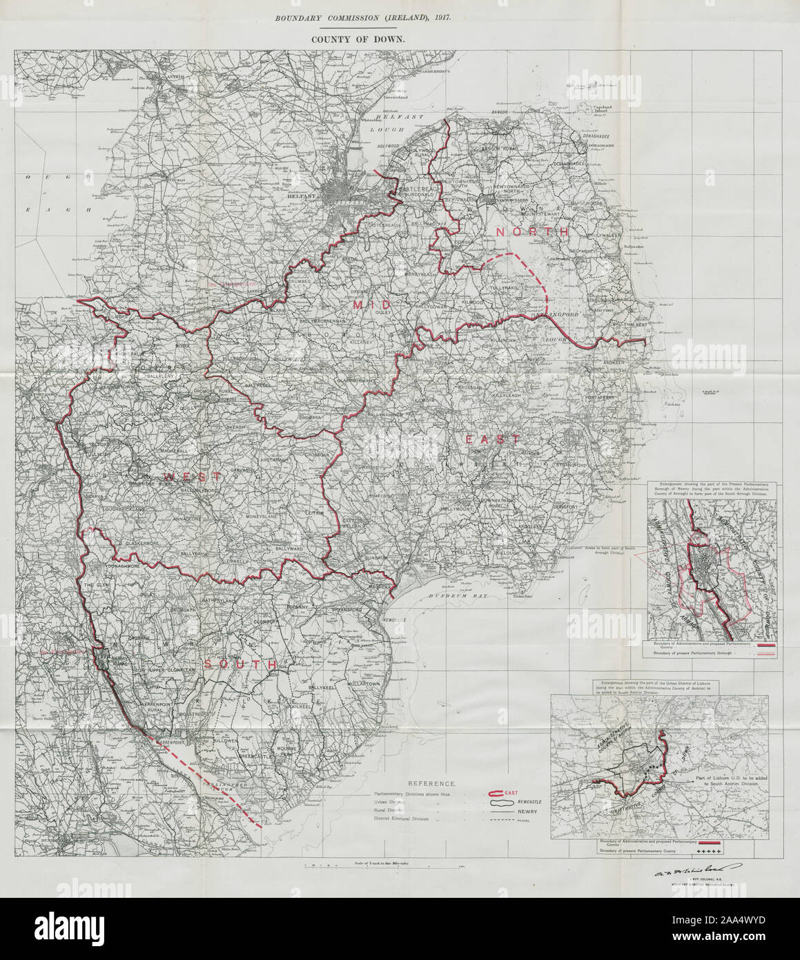 County Down Parliamentary. Ireland. BOUNDARY COMMISSION. Whitlock 1917 ...