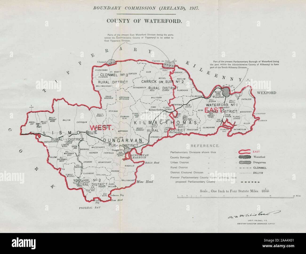 Labelled map of county waterford ireland