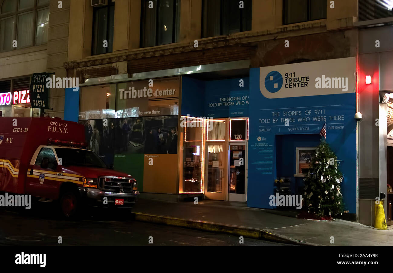 New York City, NY USA. Dec 2015. The 911 Tribute Center at Chrstmas ...