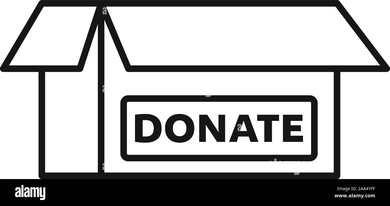 Donate carton box icon. Outline donate carton box vector icon for web ...