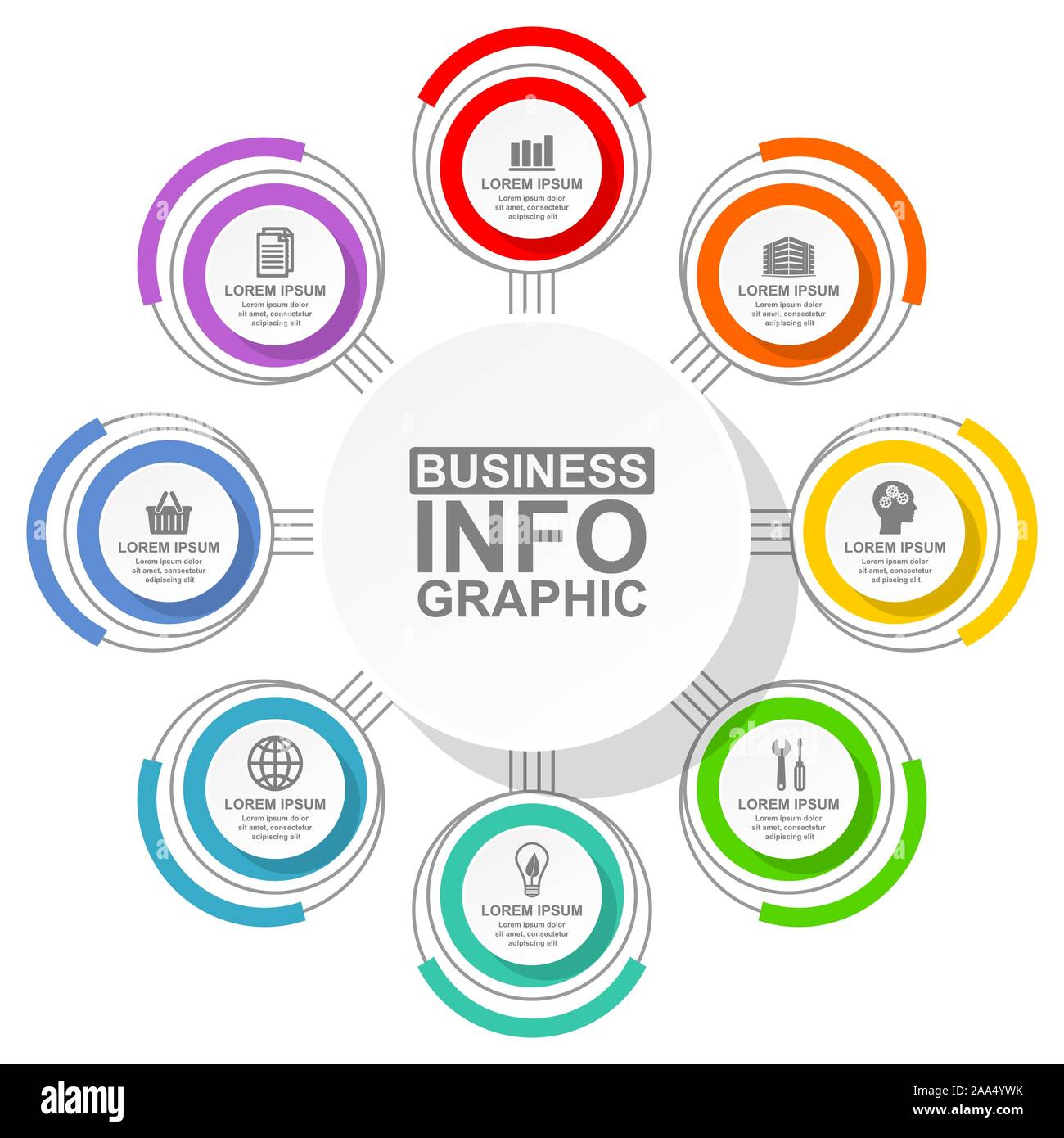 Business diagram, circular infographic template, web presentation in 8 ...