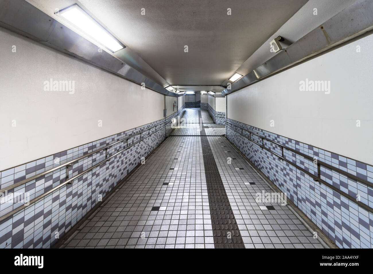Interior of an underground walkway located on the Prefectural road 60 ...