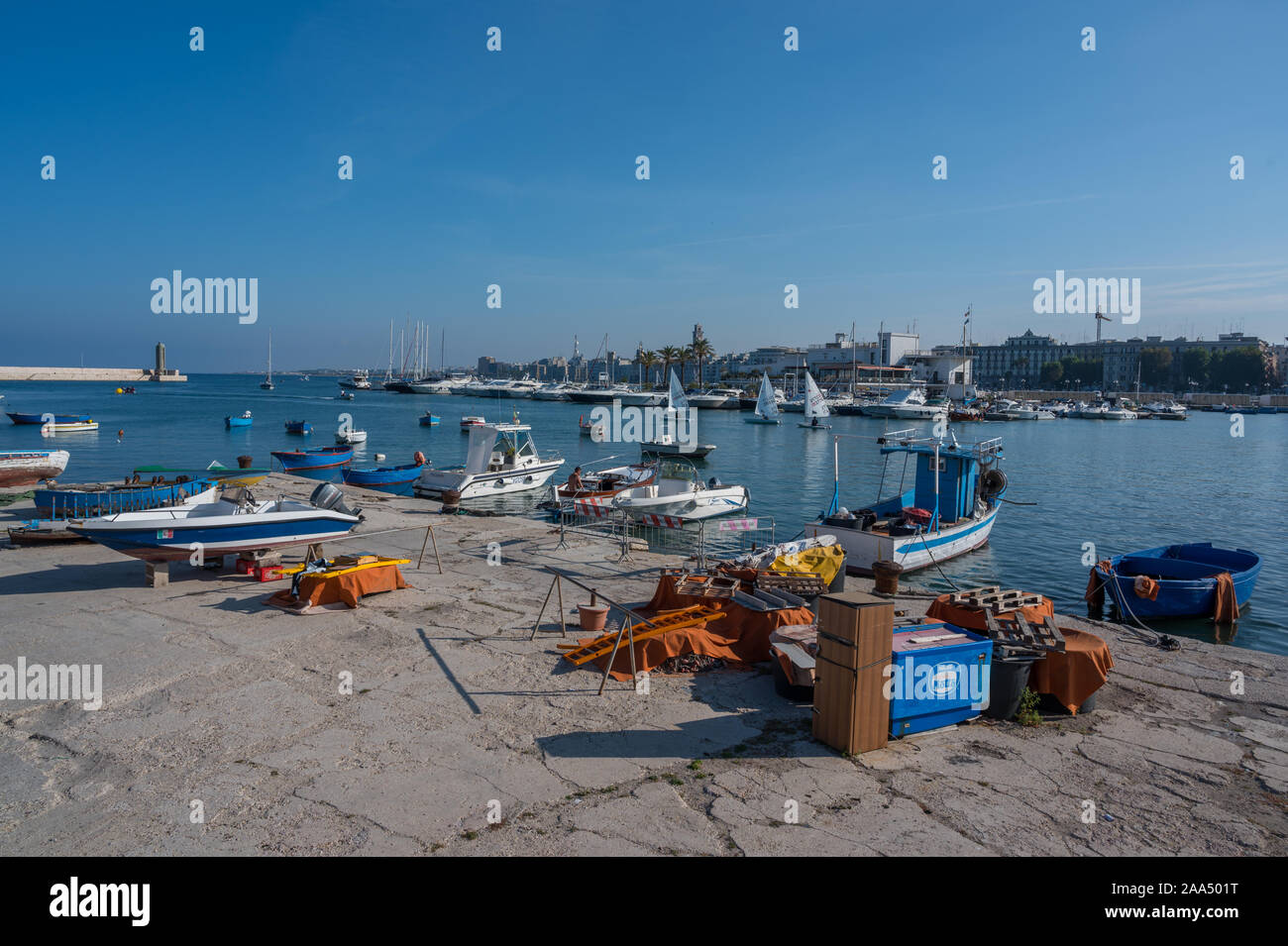 The docks warf in Bari, Italy Stock Photo - Alamy