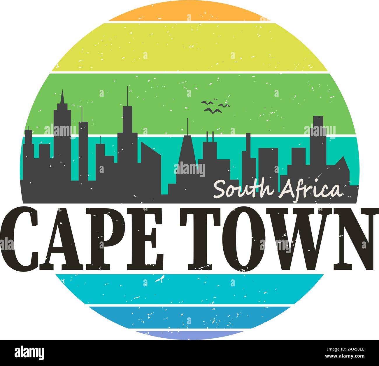 Cape town, South Africa. text for t-shirt, post card, poster. Isolated ...