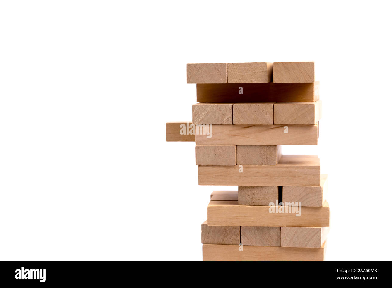 Close up blocks wood game isolated on white background Stock Photo - Alamy
