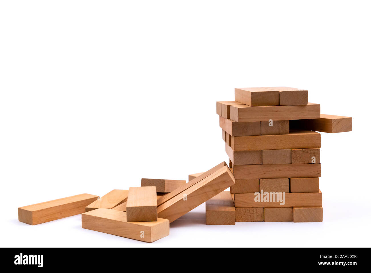Close up blocks wood game isolated on white background Stock Photo - Alamy