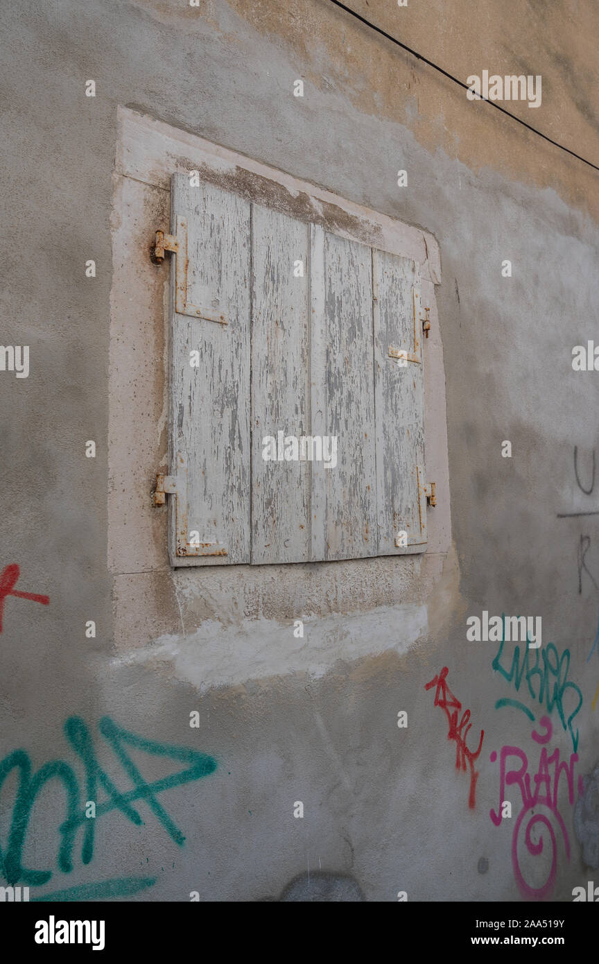White closed hatches on a window Stock Photo - Alamy