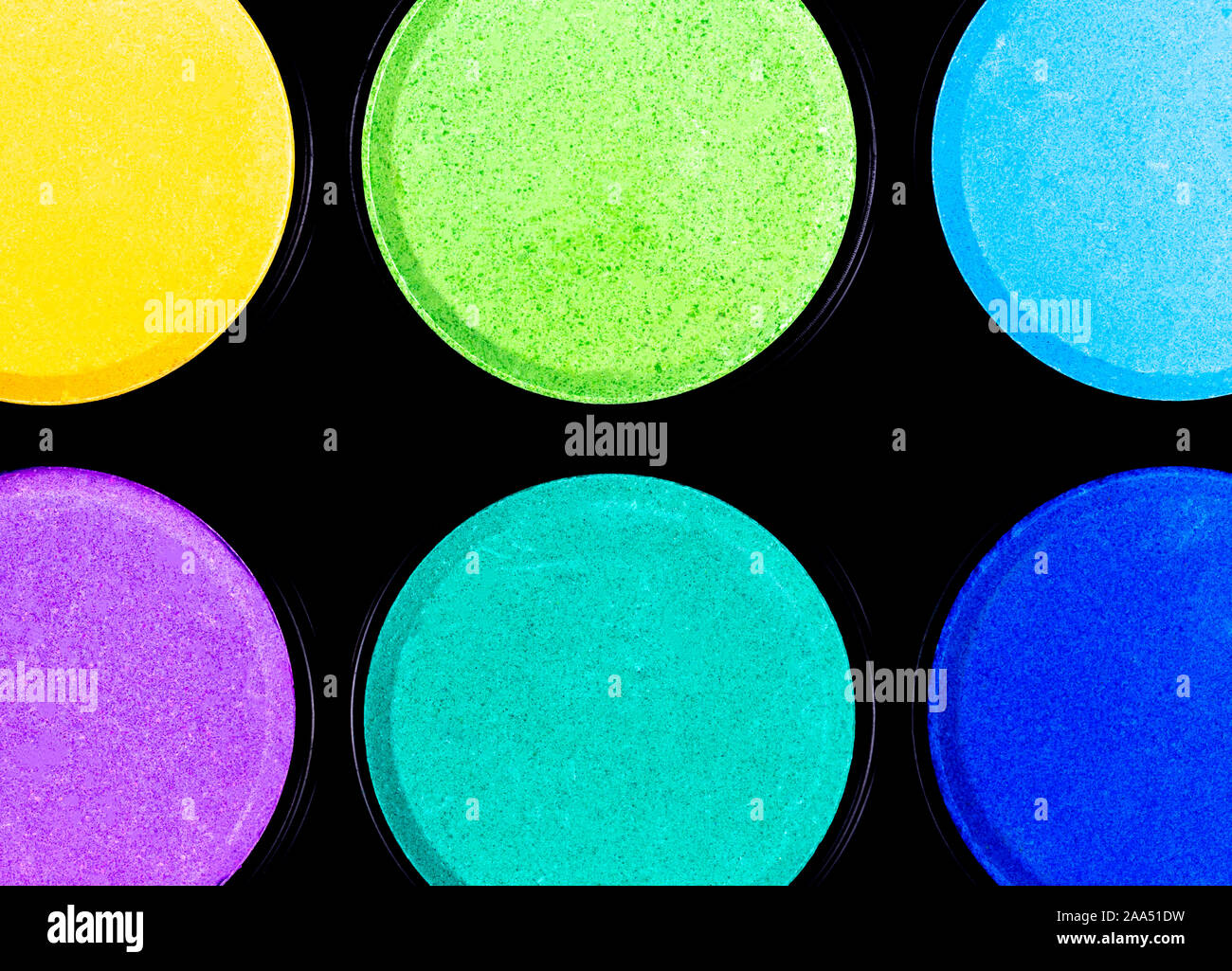 Six color Palette macro. Shadows palette macro. Top view Stock Photo ...
