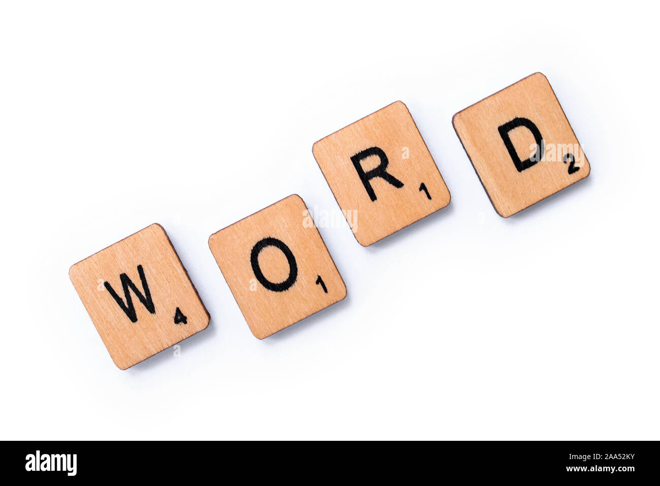 London, UK - June 13th 2019: The word WORD, spelt with wooden letter ...