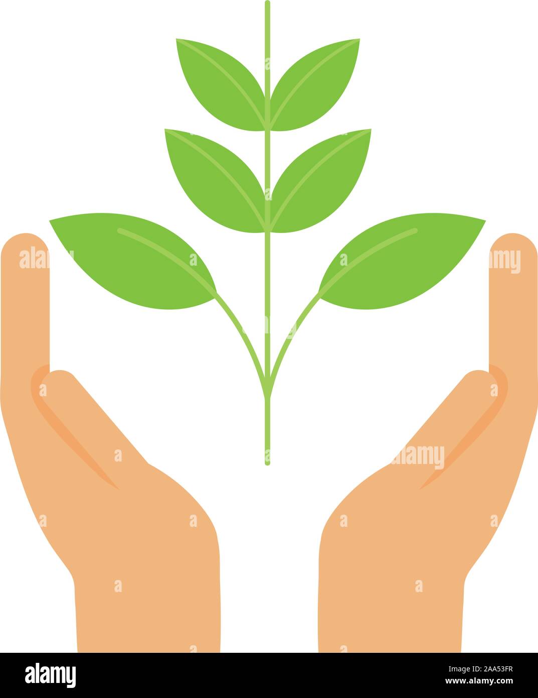 ecology renewable environment hands with plant icon vector illustration ...