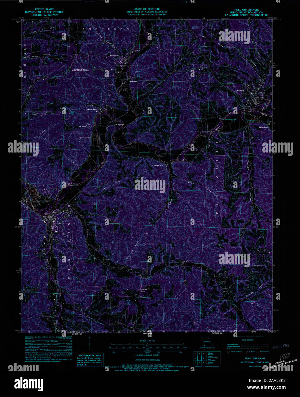 Noel missouri map hi-res stock photography and images - Alamy