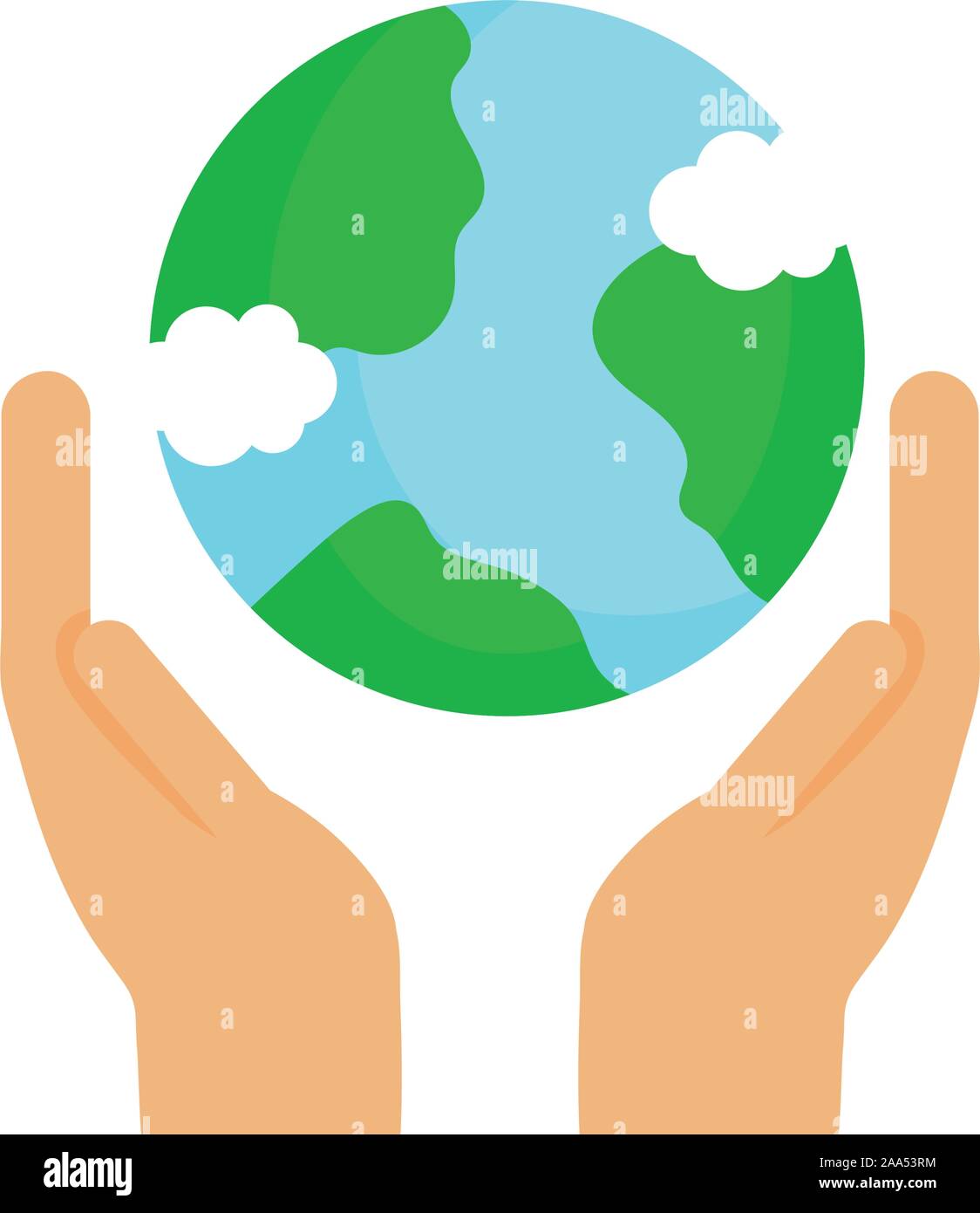 ecology renewable environment hands with world icon vector illustration ...