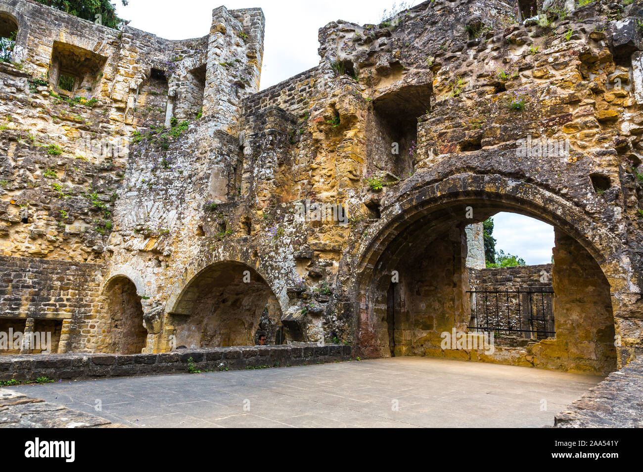 Old castle ruins, ancient stone building facade Stock Photo - Alamy