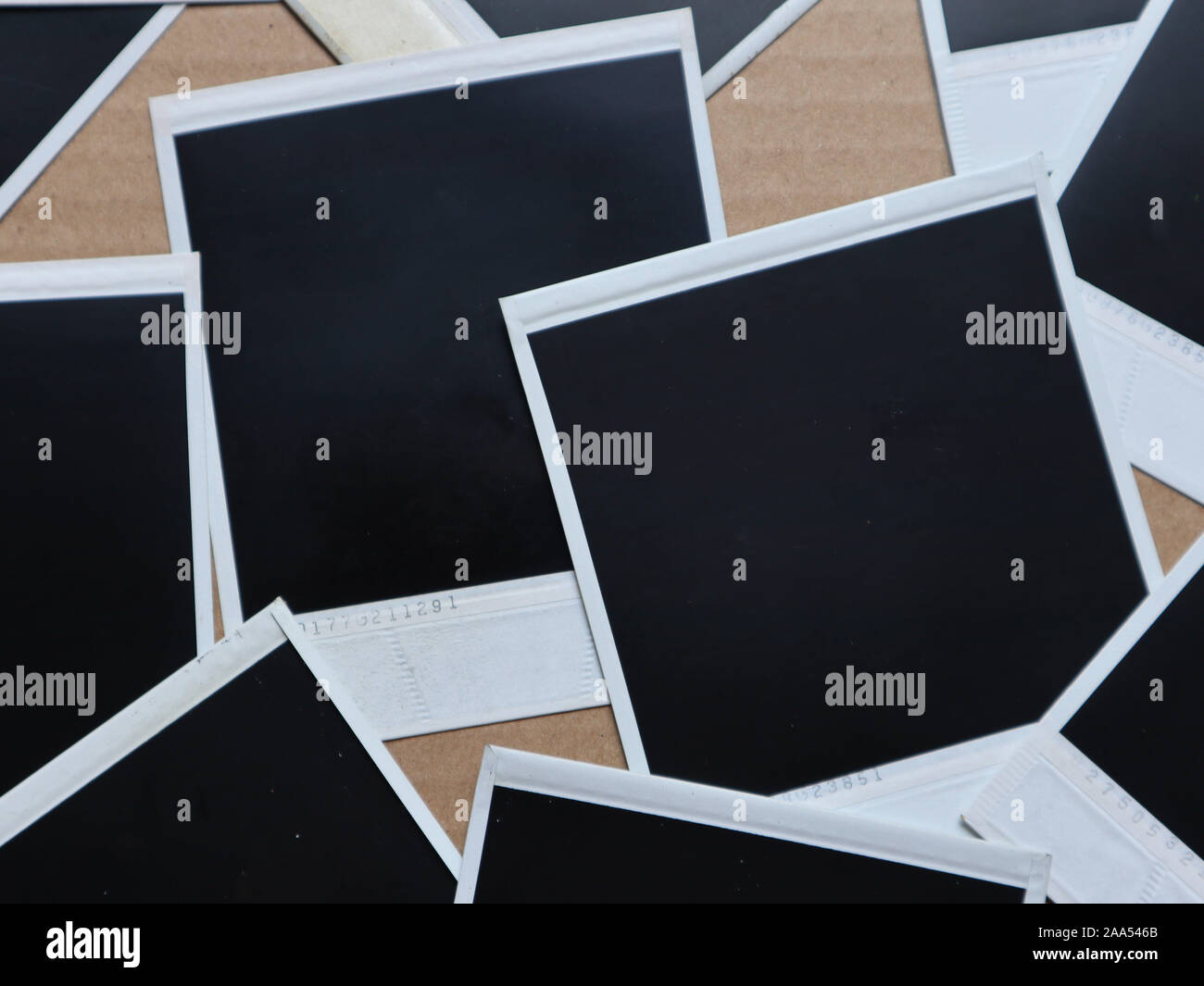 Set of retro photo frames Many polaroid on a cardboard background ...