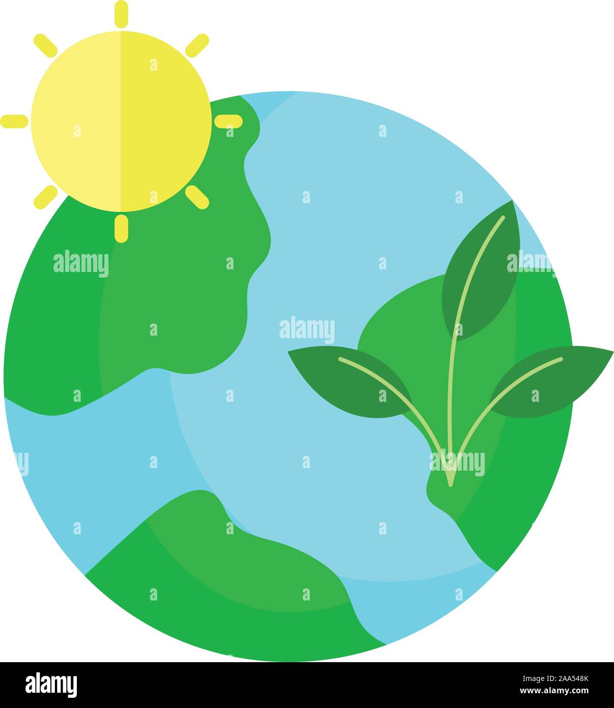 ecology renewable environment world leaves sun icon vector illustration ...