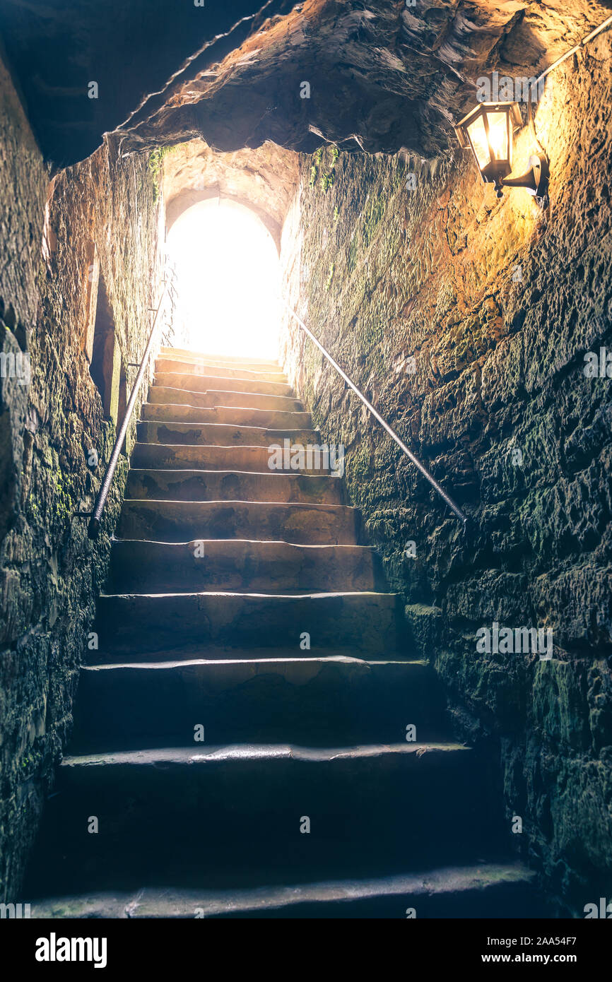Old castle ruins, stone stairs to dungeon, Europe Stock Photo - Alamy