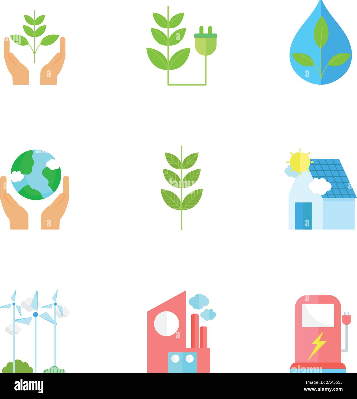 Ecology Renewable Environment Recycle Icons Collection Vector