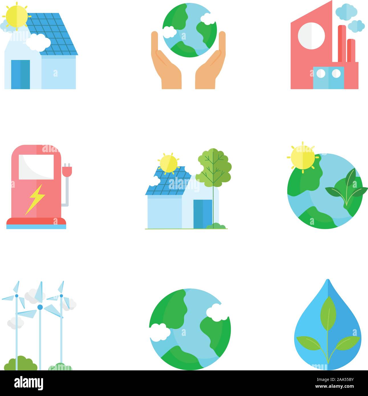 Ecology Renewable Environment Recycle Icons Collection Vector