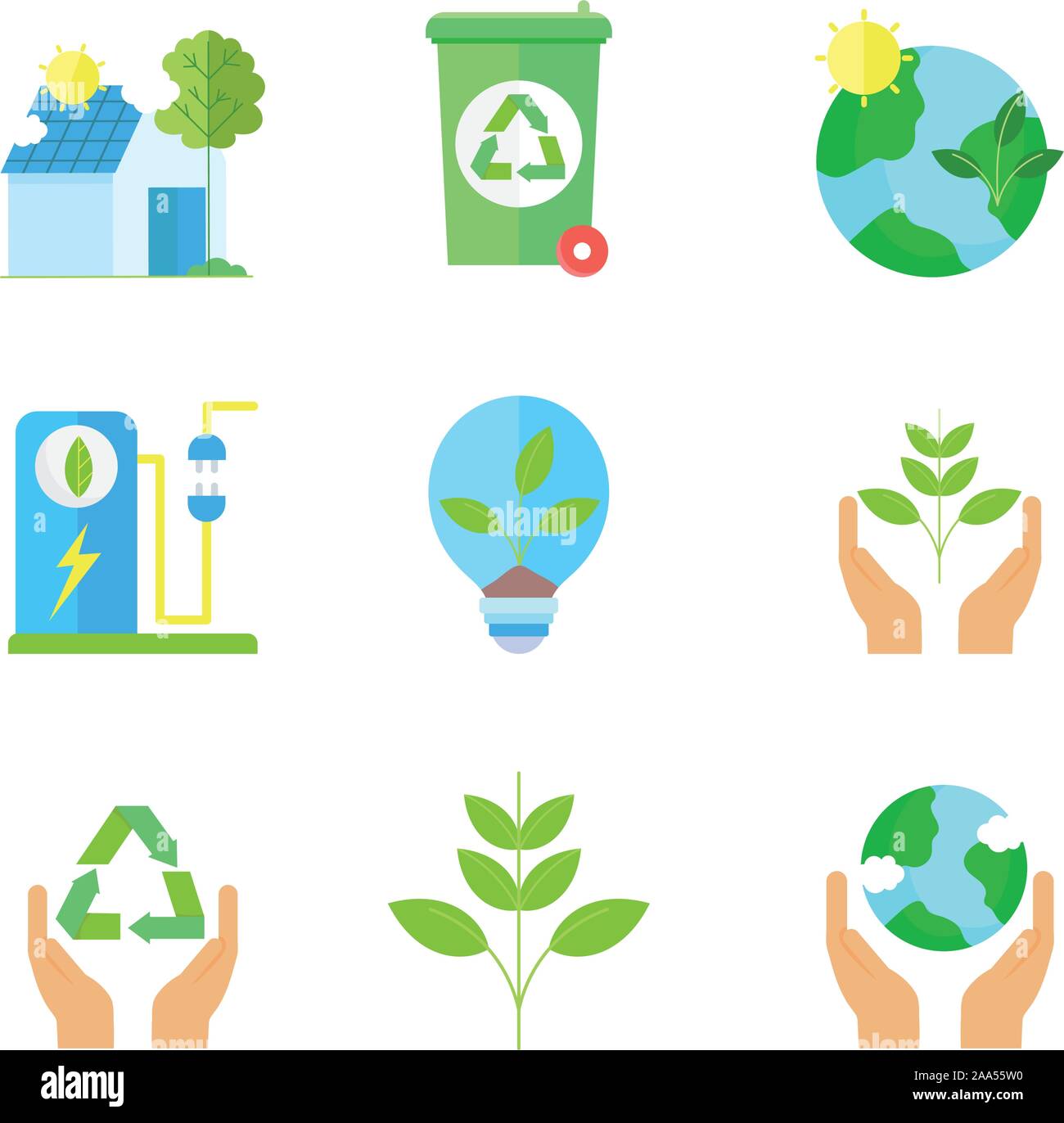 Ecology Renewable Environment Recycle Icons Collection Vector