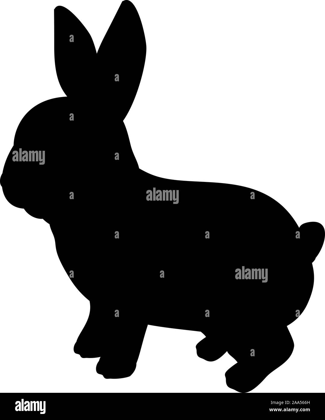 Silhouette of little rabbit. Cute young animal. Vector illustrator ...