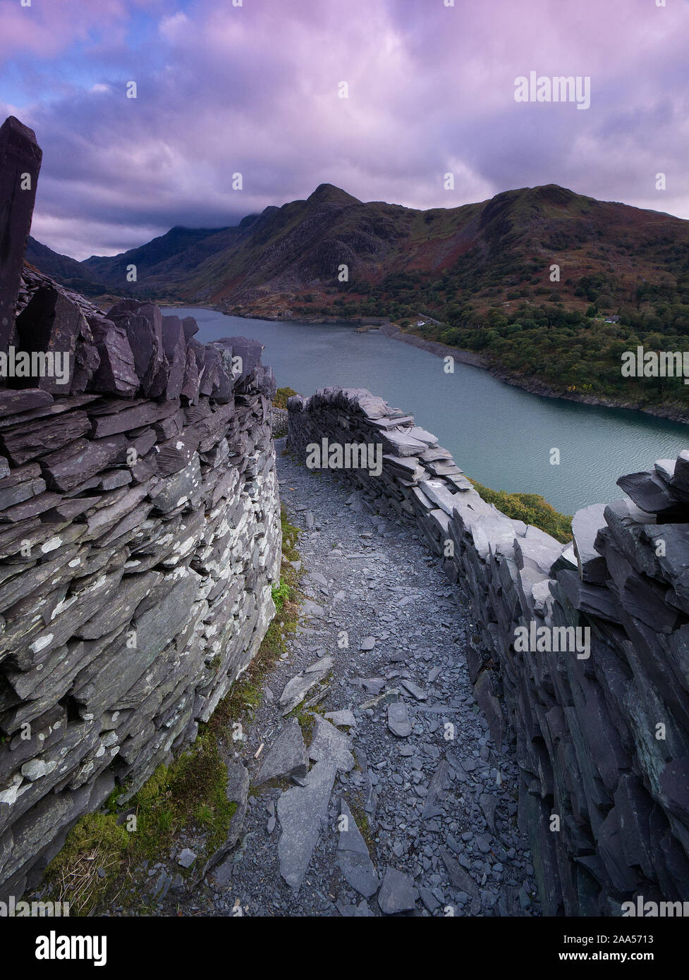 llyn peris near llanberis snowdonia from a slate path in a mine Stock ...