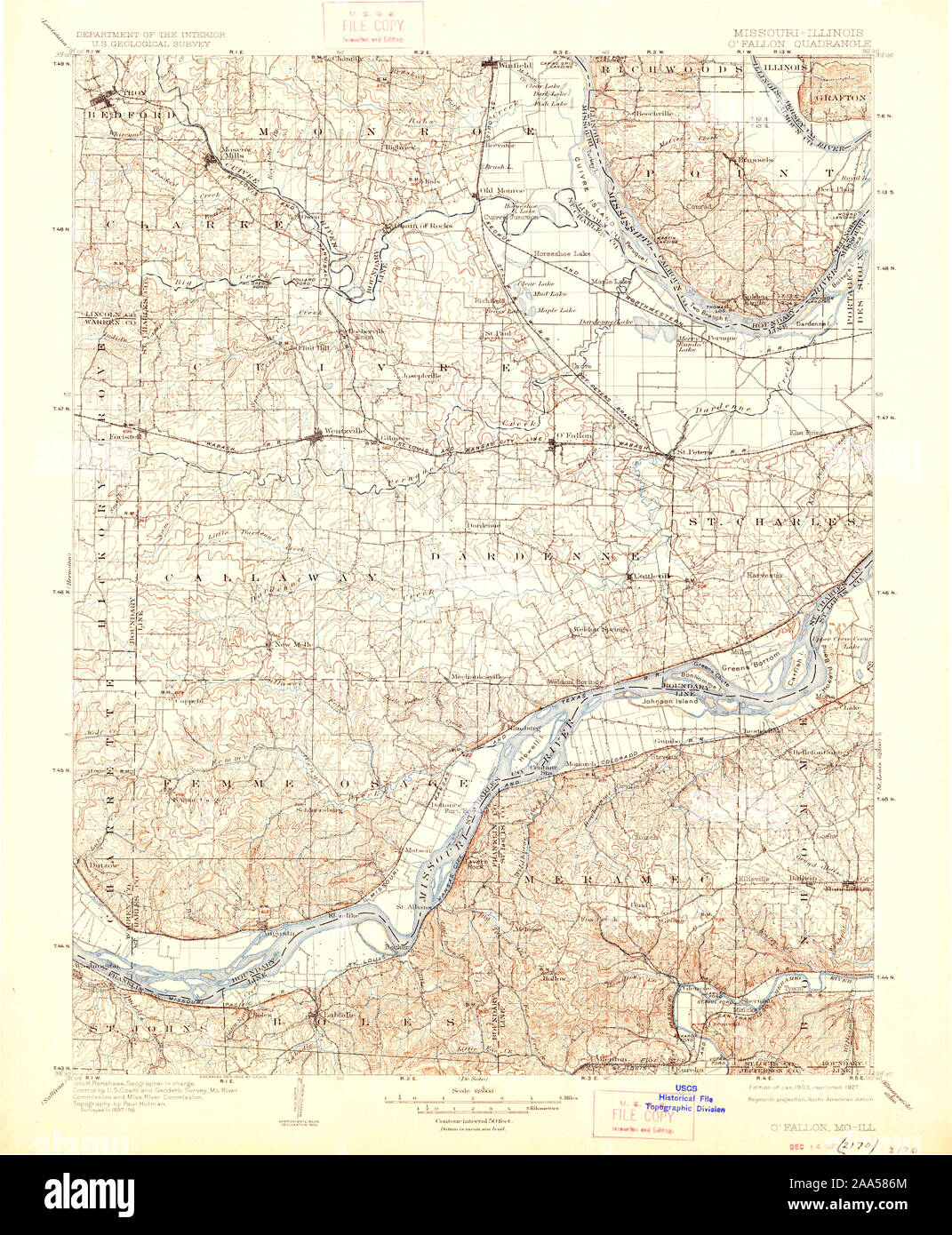 USGS TOPO Map Missouri MO OFallon 325539 1903 125000 Restoration Stock ...