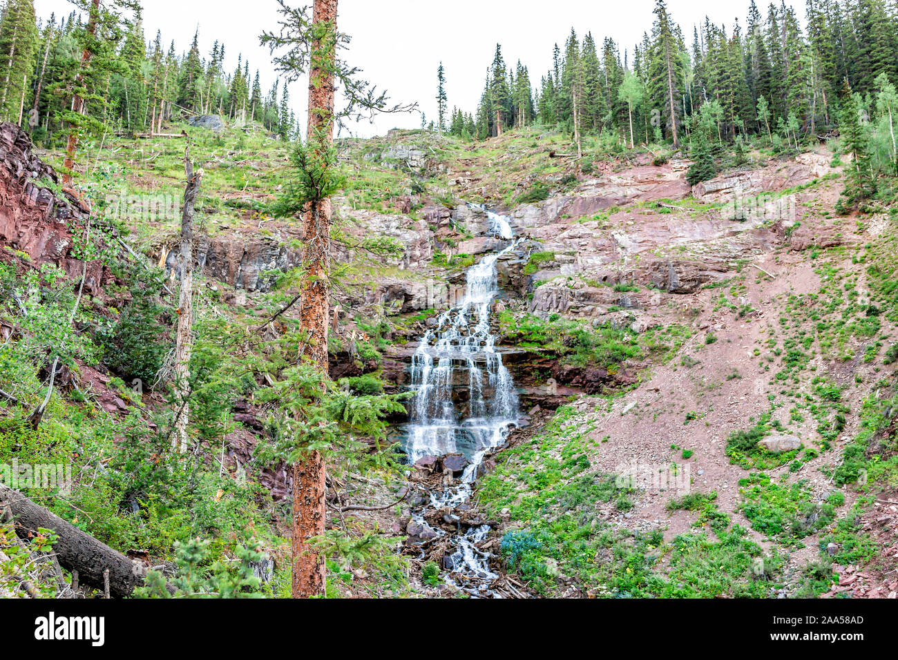 Waterfall water flowing on trail to Ice lake near Silverton, Colorado ...