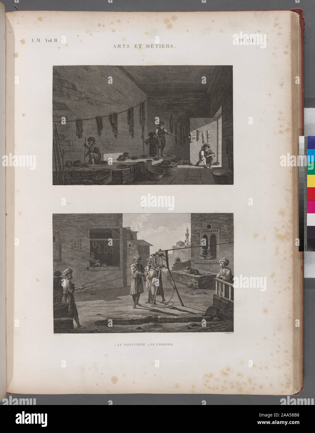 Arts et métiers. 1. Le teinturier; 2. Le cordier.; Arts et métiers. 1 ...
