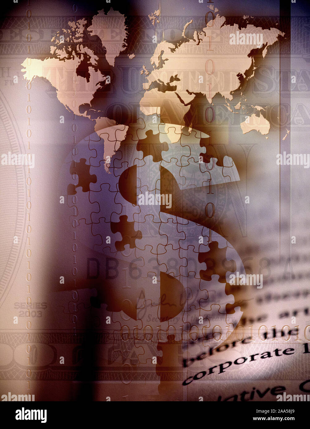 Corporate business. US dollar sign and world map Stock Photo - Alamy