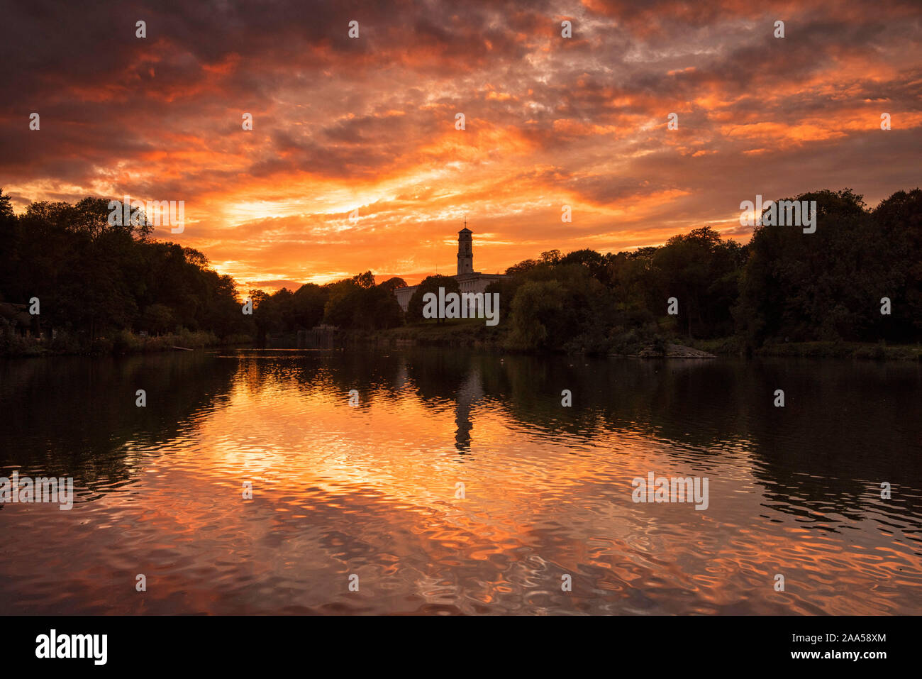 Autumn sunset at Highfields Park, Nottingham England UK Stock Photo - Alamy