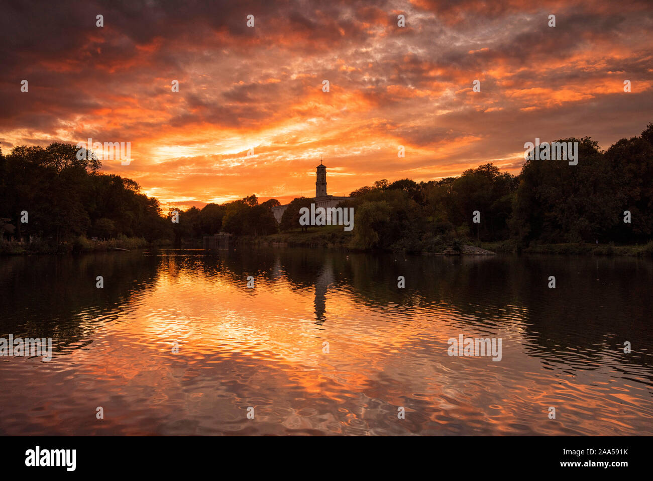 Autumn sunset at Highfields Park, Nottingham England UK Stock Photo - Alamy
