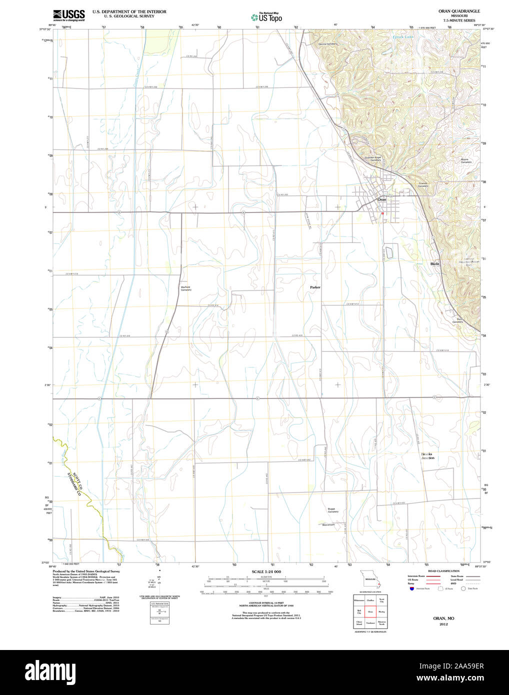 Oran missouri map hi-res stock photography and images - Alamy