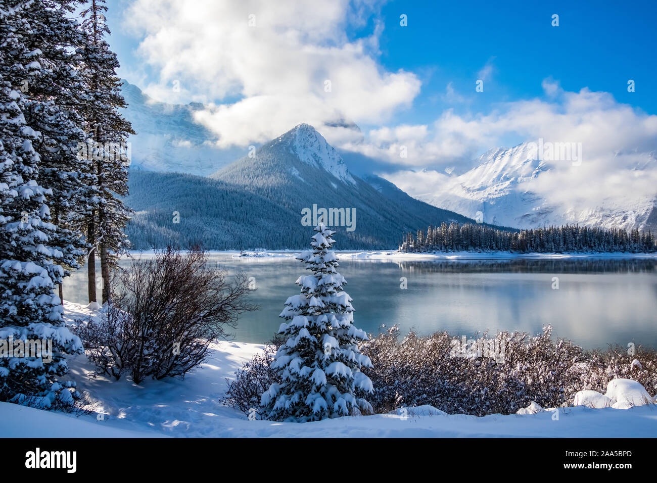 Scenic snowy winter mountain view Stock Photo - Alamy