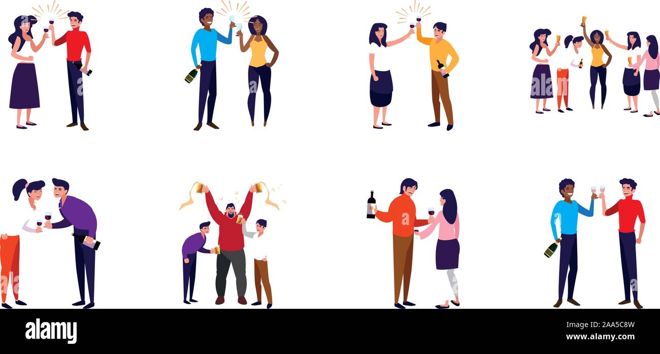 avatar people with drinks icon set pack, High Quality variety symbols ...