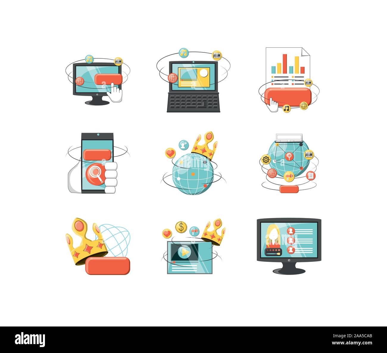 digital icon set pack, High Quality variety symbols Vector illustration ...