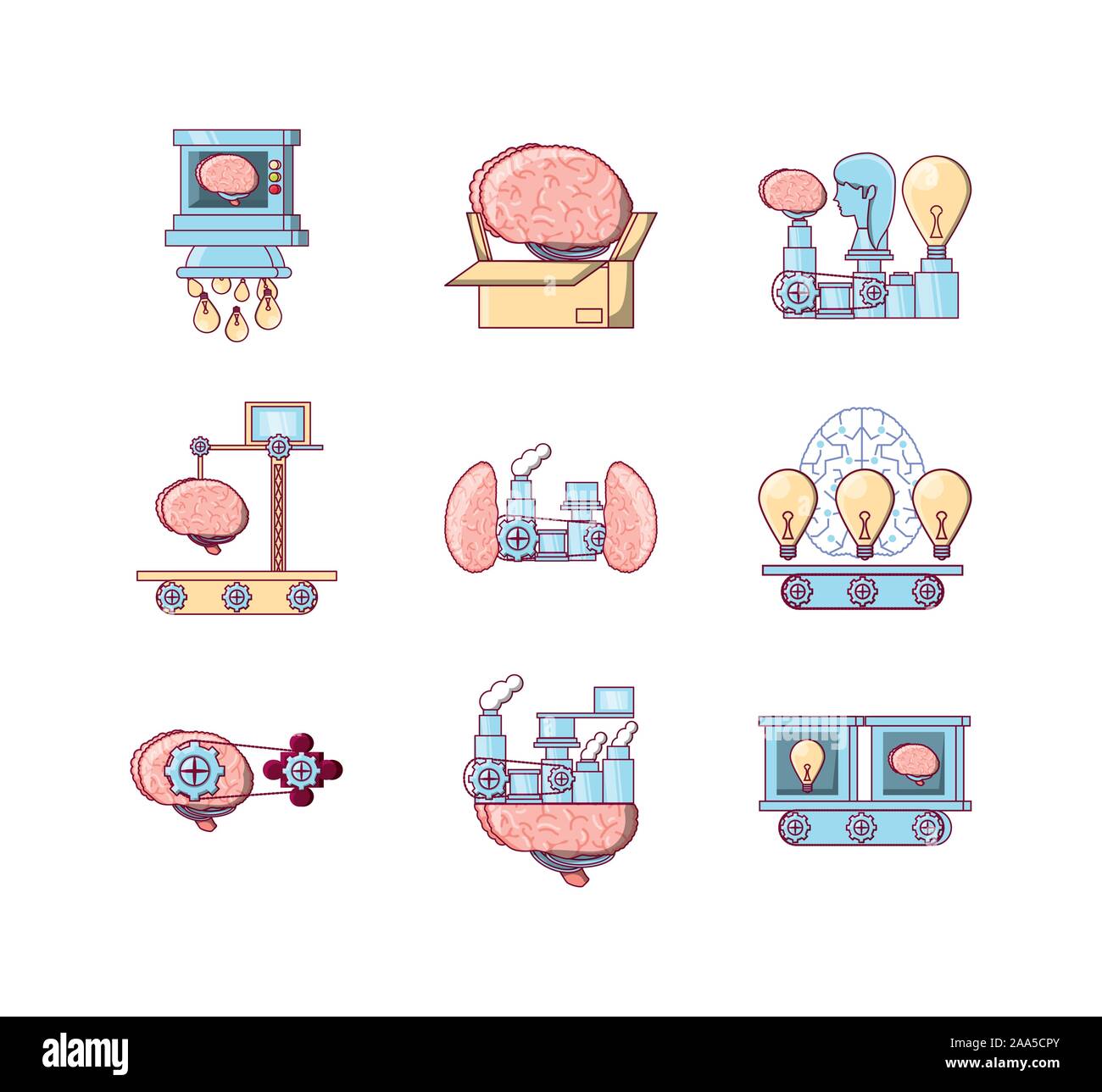 brain icon set pack, High Quality variety symbols Vector illustration ...