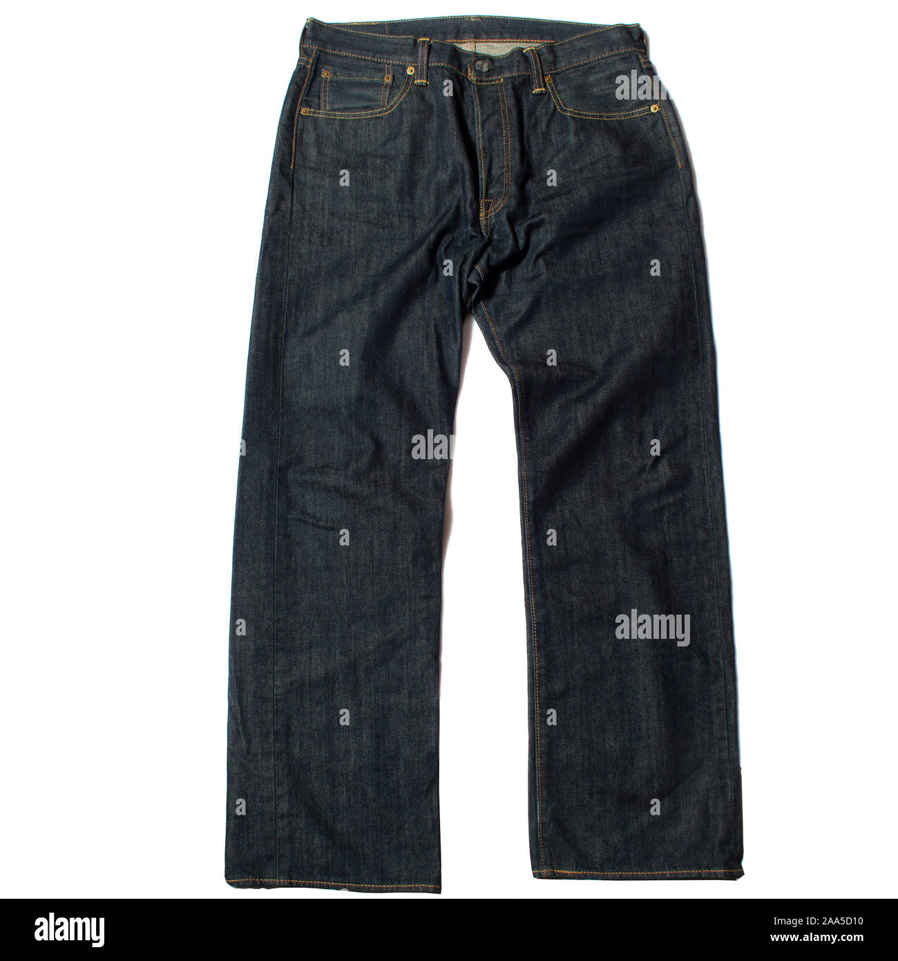 Classic Blue Denim Jeans on White Background Stock Photo - Alamy