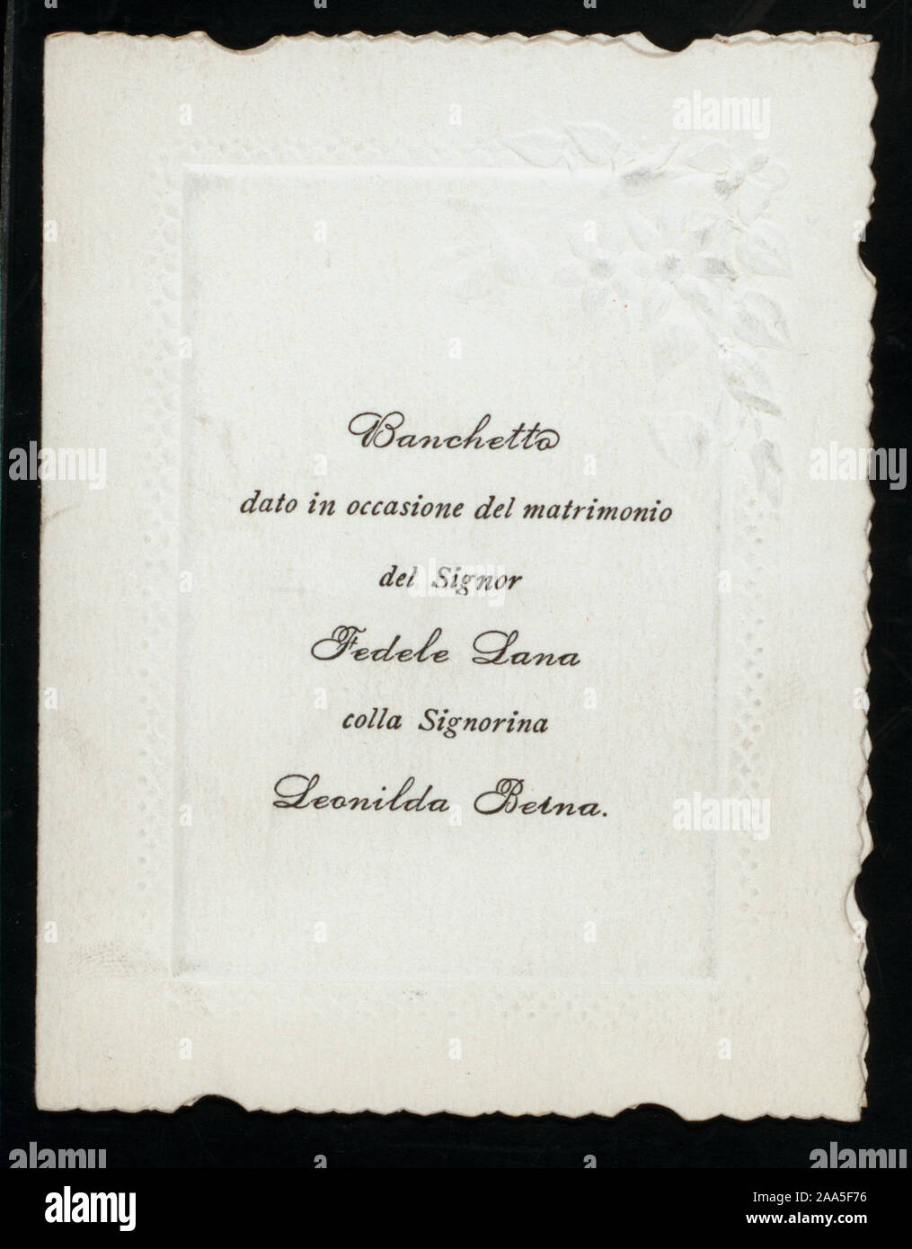 WINES SERVED;ITALIAN MENU; BANCHETTO [held by] ? [at] HOTEL COLOMBO ...