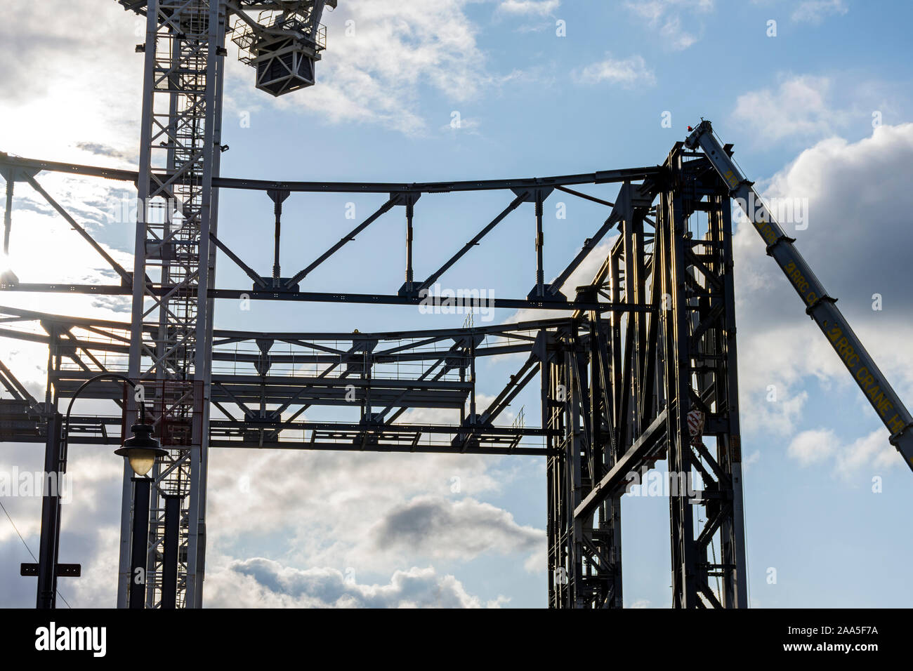 Steelwork at the construction site of the Factory International arts ...