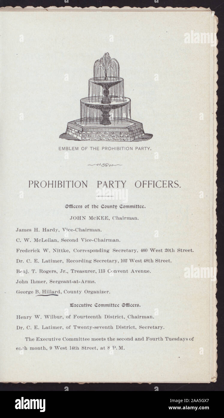 HISTORY OF THE PROHIBITION PARTY;MANY ADVERTISEMENTS;CONFERENCE PROGRAM ...